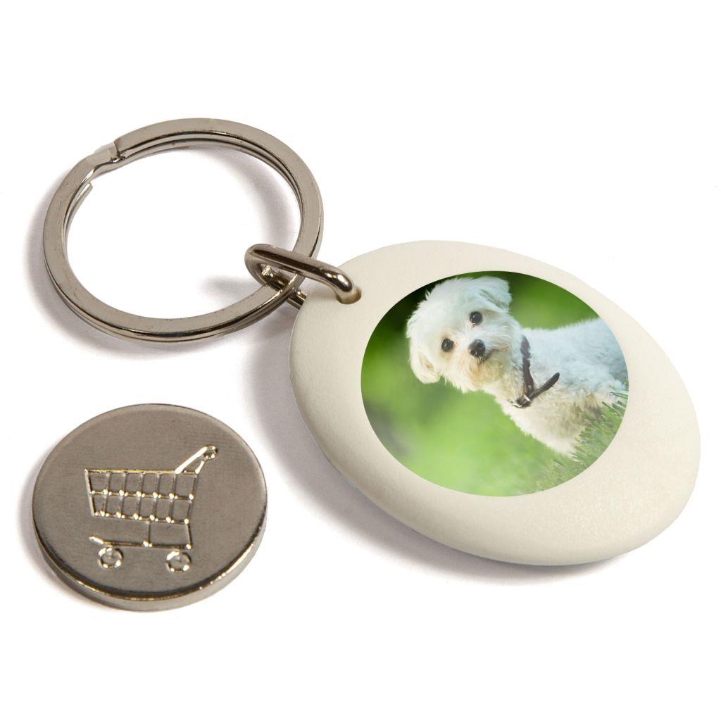 White Photo Trolley Coin Key Fob 25mm Round - Pack of 100 ...