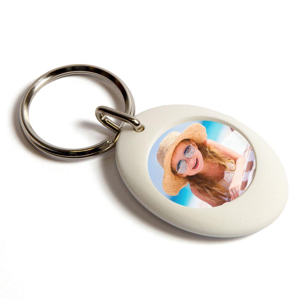 White Photo Key Fob 25mm Round - Pack of 100 – Blankplastic.co.uk