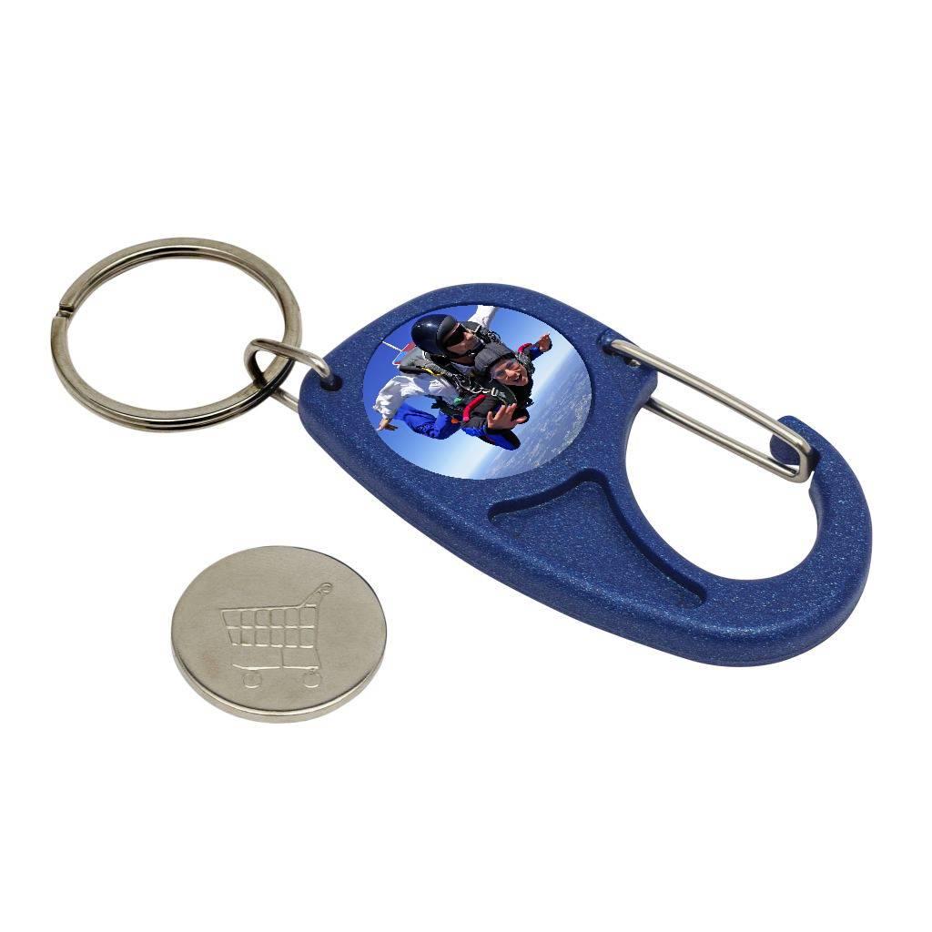 Carabiner Blue Trolley Coin Key Fob 25mm Round - Pack of 100 ...